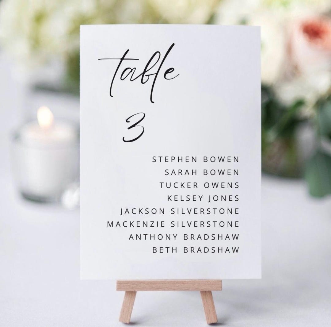 Editable Table Number Printable, Minimalist Wedding Table Number ...