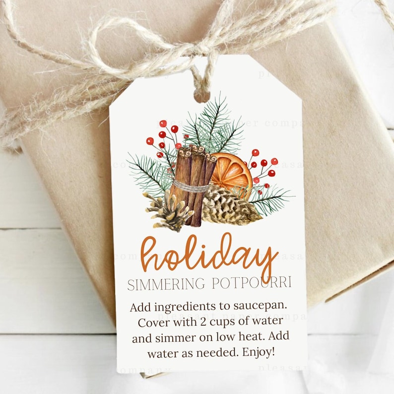 Stovetop Potpourri Christmas Gift Tag, Teacher Gift Label, Neighbor ...