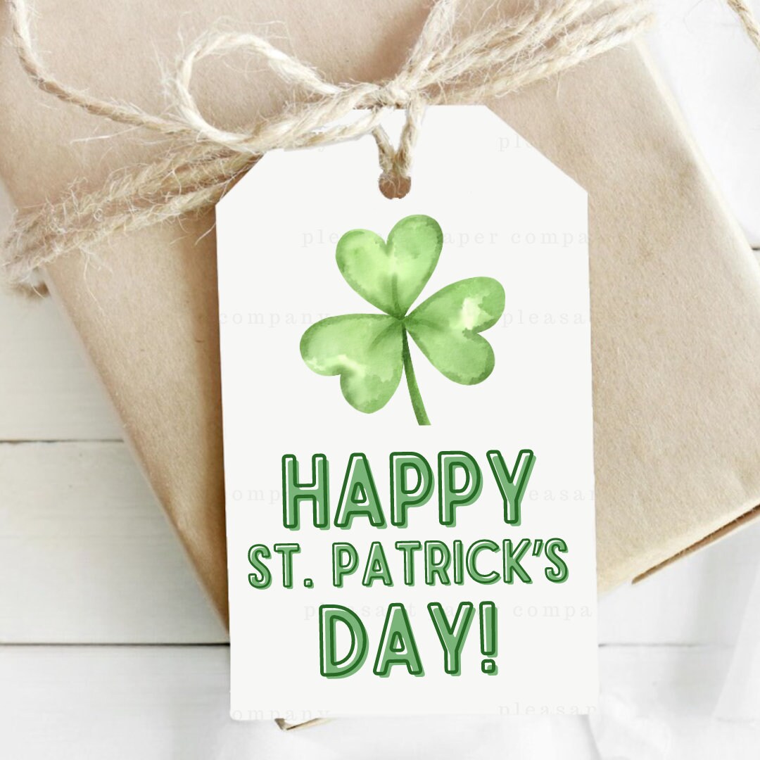 Printable Happy St Patricks Day Gift Tag, St Patricks Day Candy Bag Tag ...