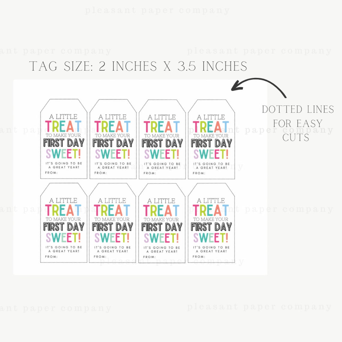 Printable A Little Treat to Make the First Day Sweet Tag, Back to ...