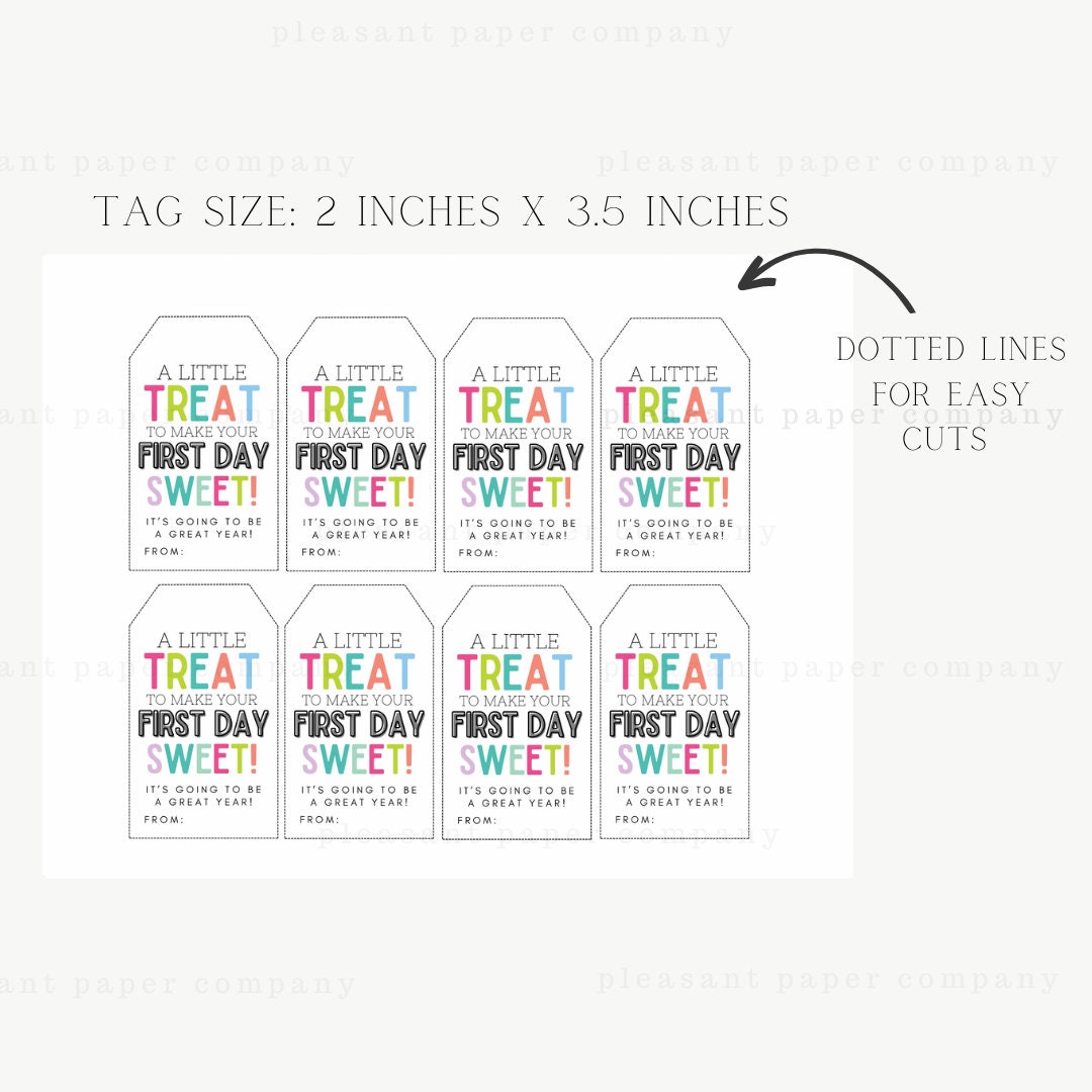 Printable A Little Treat to Make the First Day Sweet Tag, Back to ...