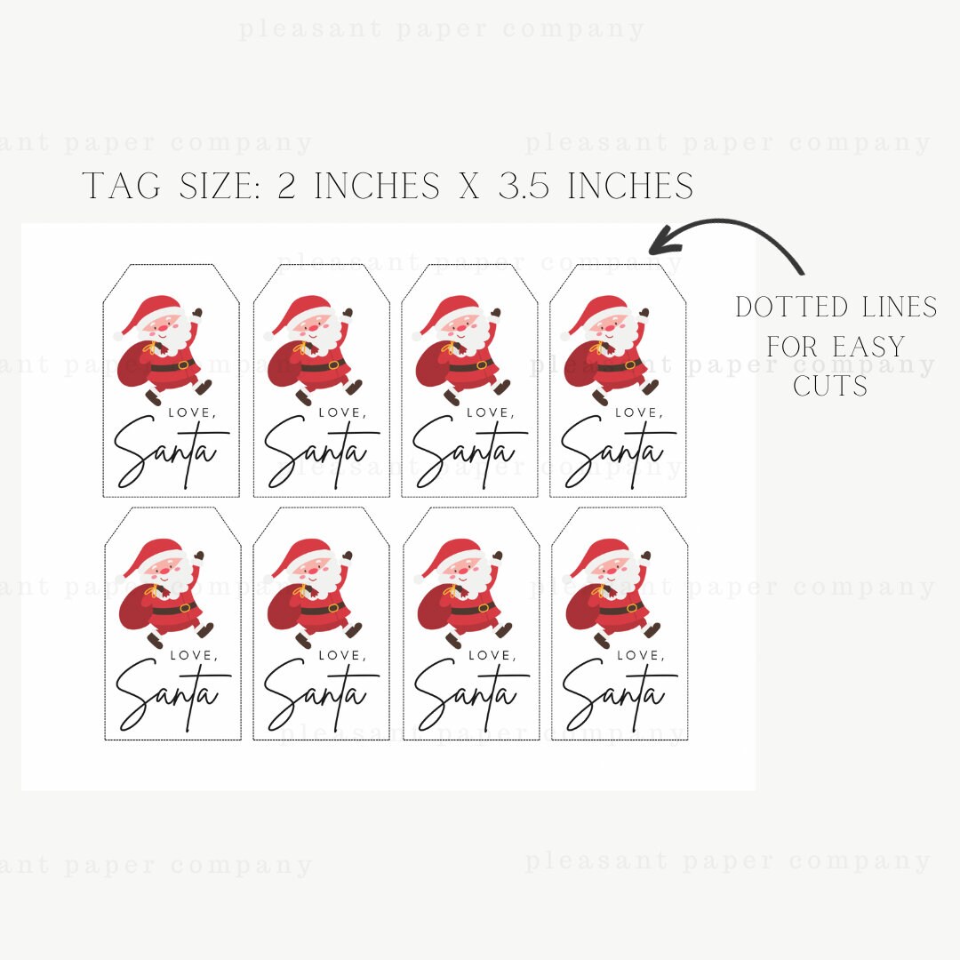 Printable Santa Gift Tag, From Santa Gift Tag, Love Santa Gift Tag ...