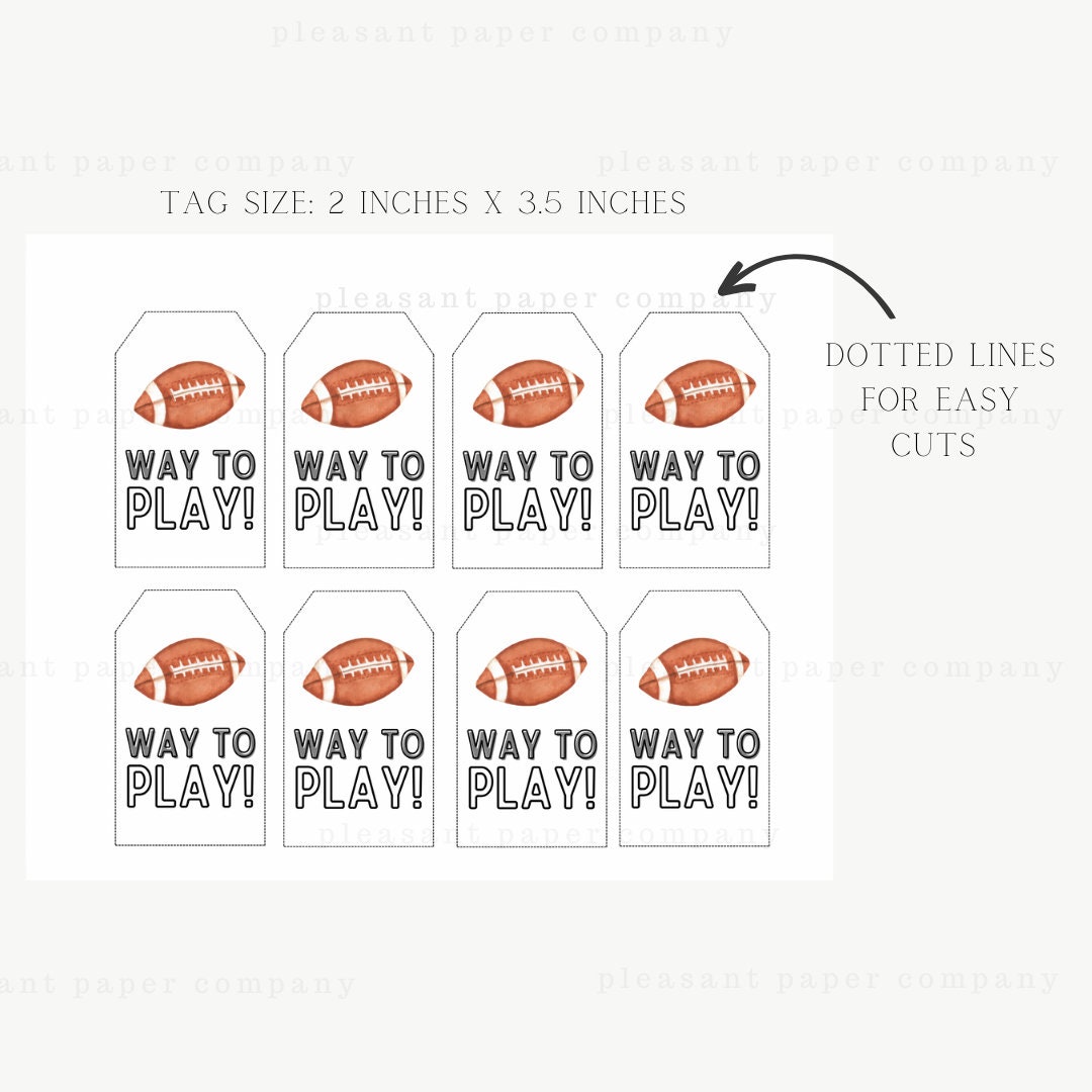 Printable Football Gift Tag: Team Treat Tag (PDF) - Etsy