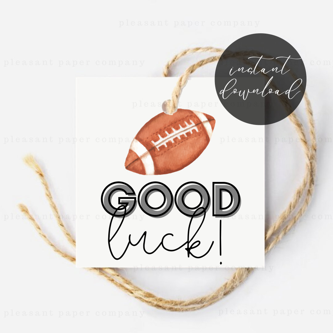 Printable Good Luck Football Gift Tag, Team Football Tag, Football Team ...