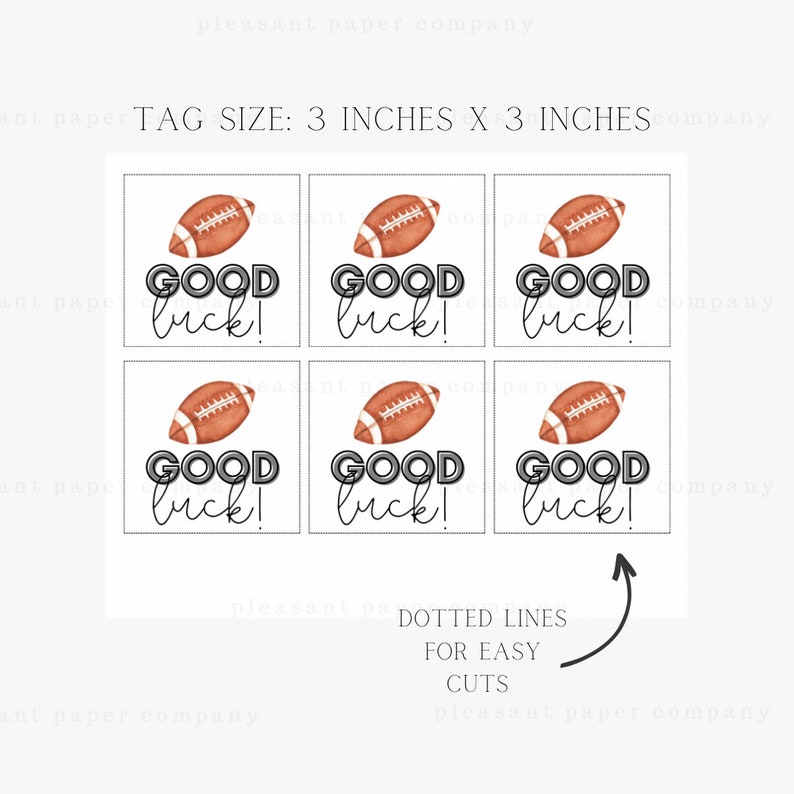 Printable Good Luck Football Gift Tag, Team Football Tag, Football Team ...