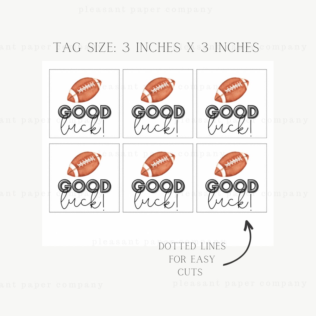 Printable Good Luck Football Gift Tag, Team Football Tag, Football Team ...
