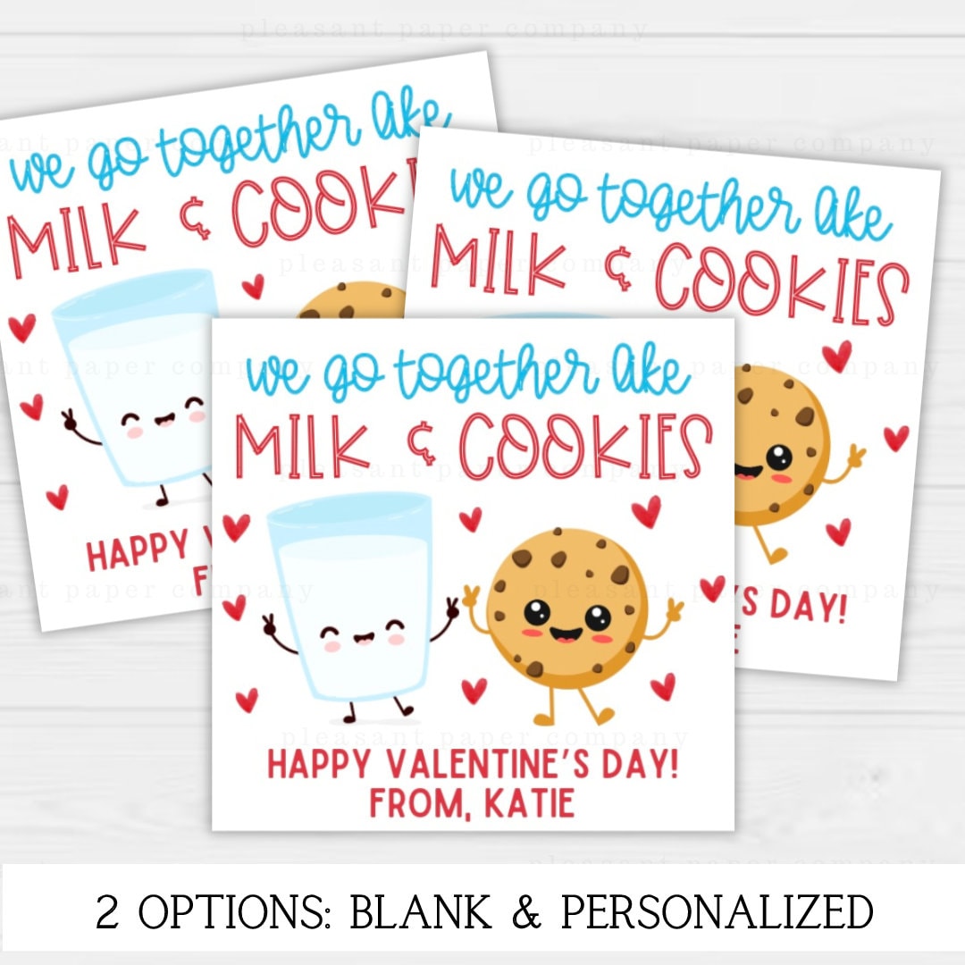 Kids Personalized Classroom Cookie Valentine Card, Printable We Go ...
