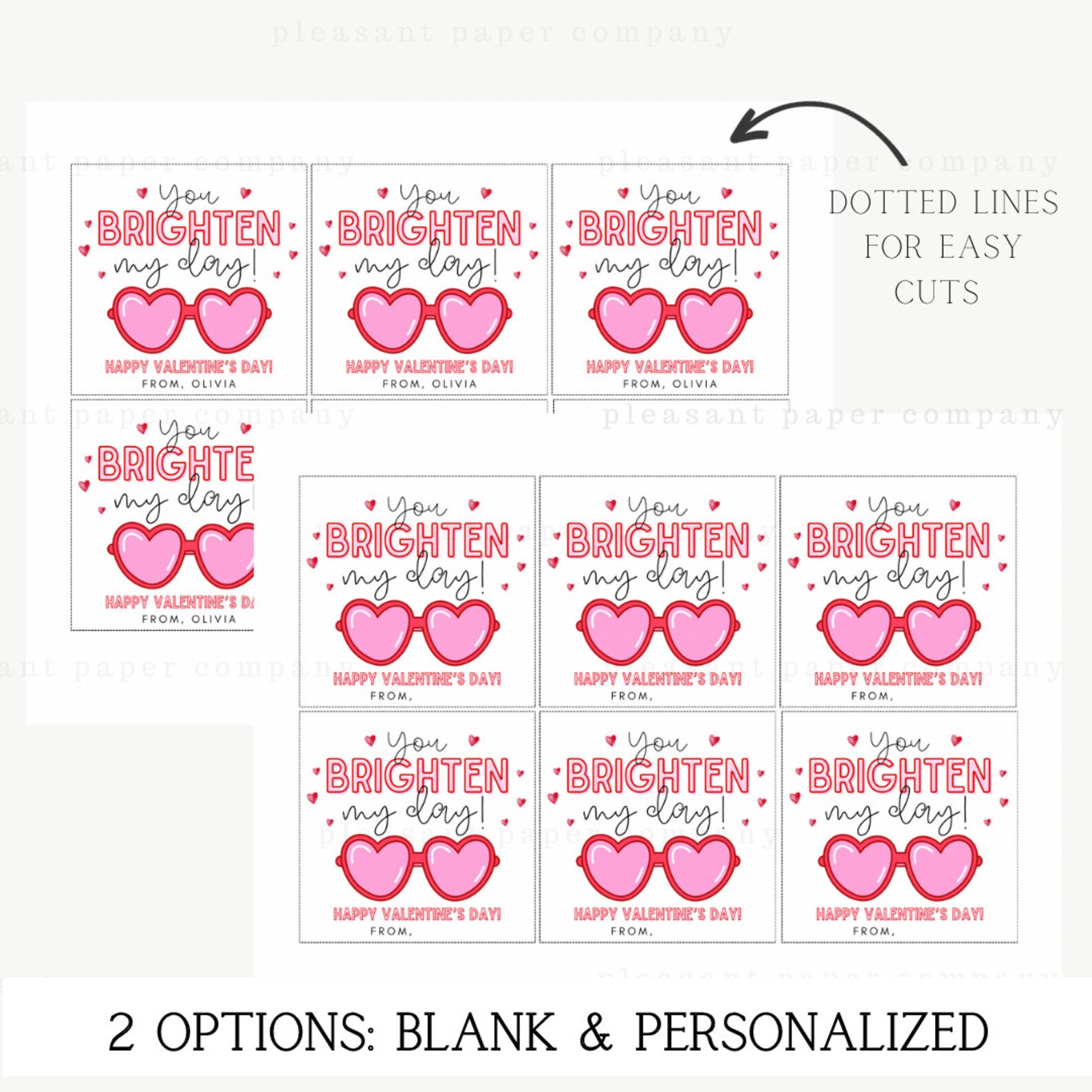 Printable Heart Sunglasses Valentine's Day Card, Personalized Heart ...