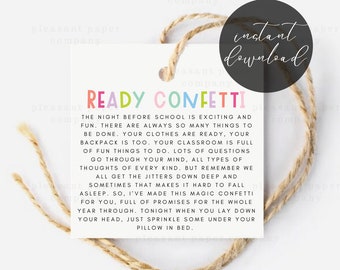 Ready Confetti Night Before School First Day of School Tag Back to ...