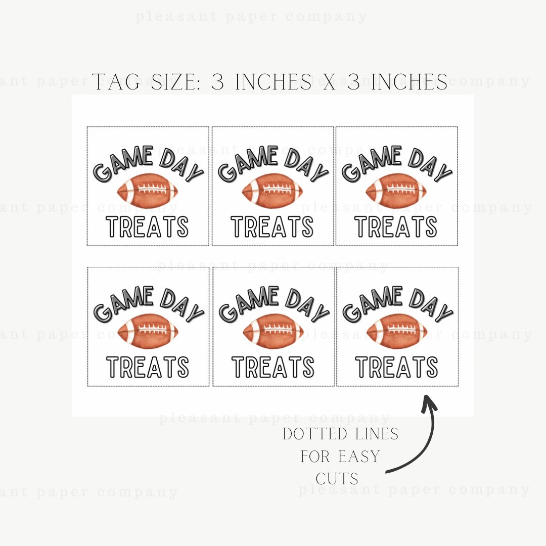 Football Game Day Treats Tag, Pre-game Treat Tag, Post-game Snack ...