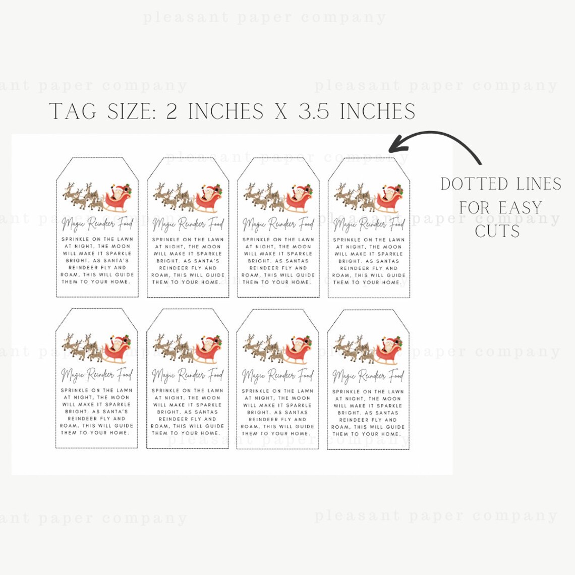 Printable Magic Reindeer Food Label Tag, Christmas Gift Tag, Reindeer ...