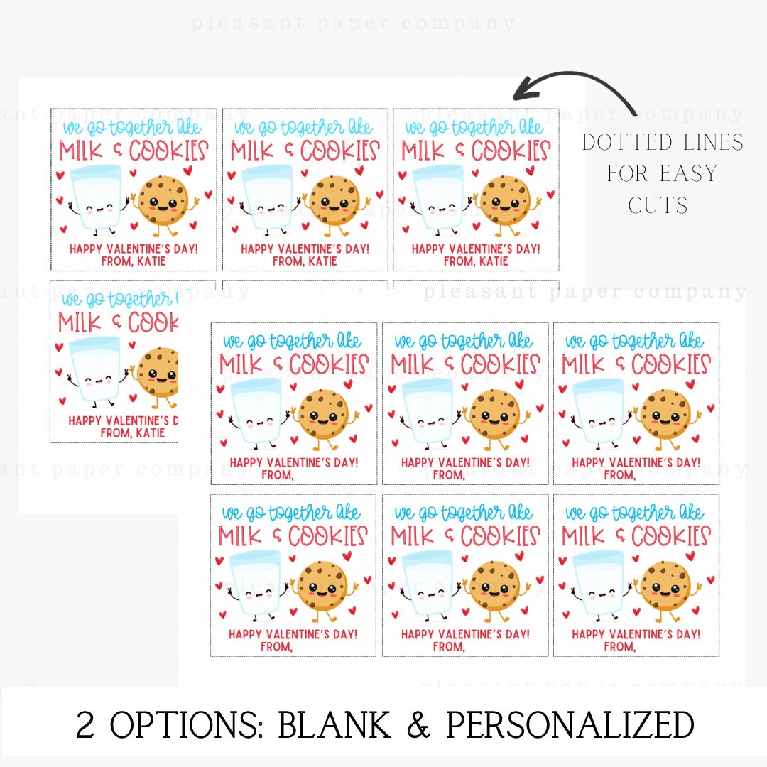 Kids Personalized Classroom Cookie Valentine Card, Printable We Go ...