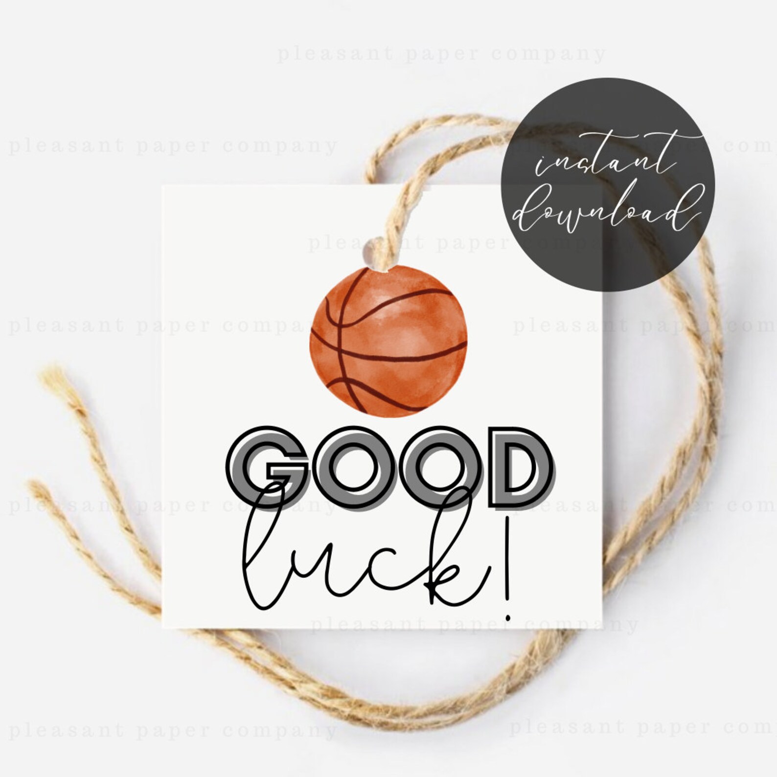 Printable Good Luck Basketball Gift Tag, Team Football Tag, Basketball ...