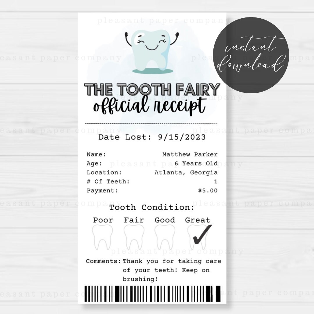 Editable Tooth Fairy Receipt, Printable Tooth Fairy Letter, Printable ...