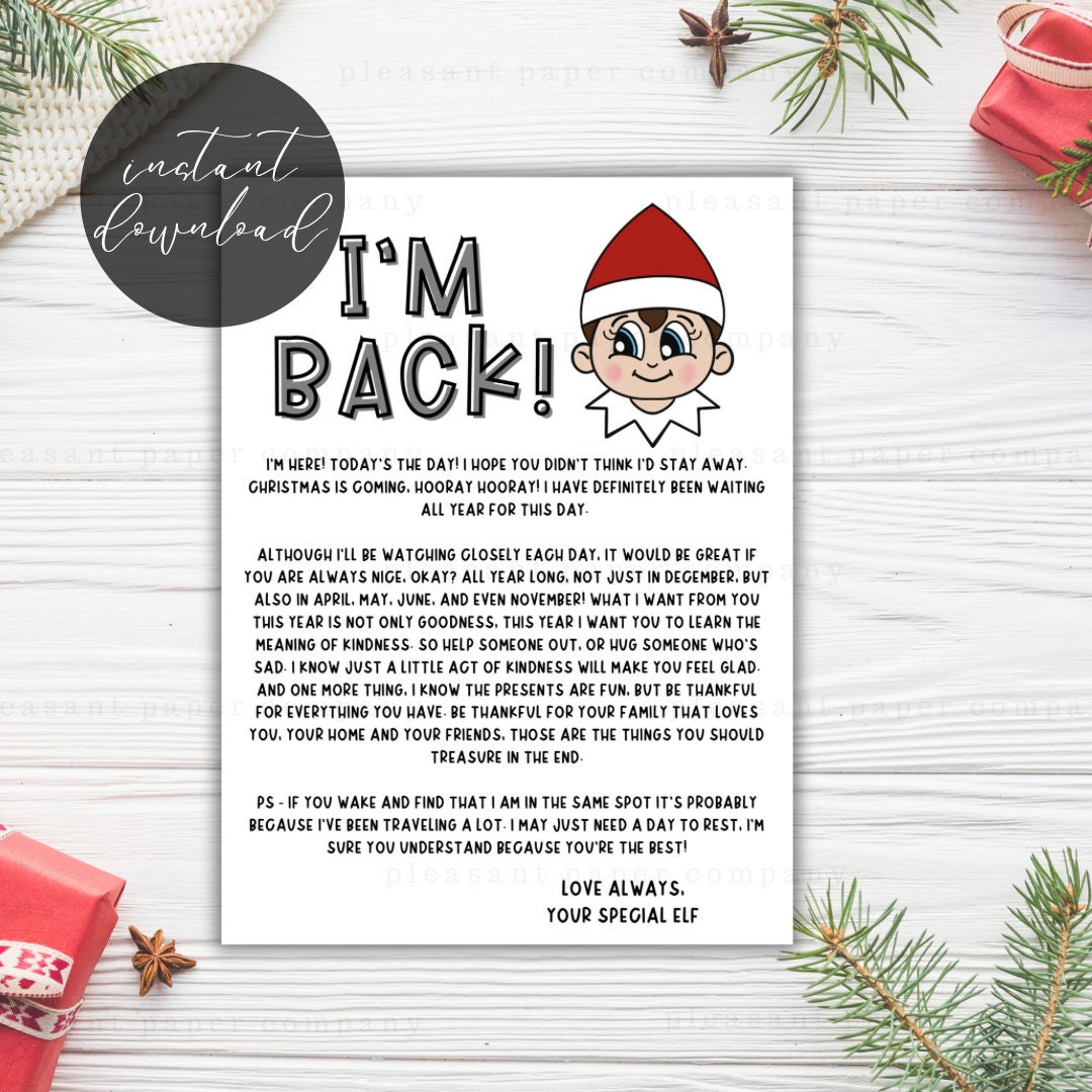 Elf Arrival Letter, Elf Im Back Letter, Elf Return Letter, Elf on the ...