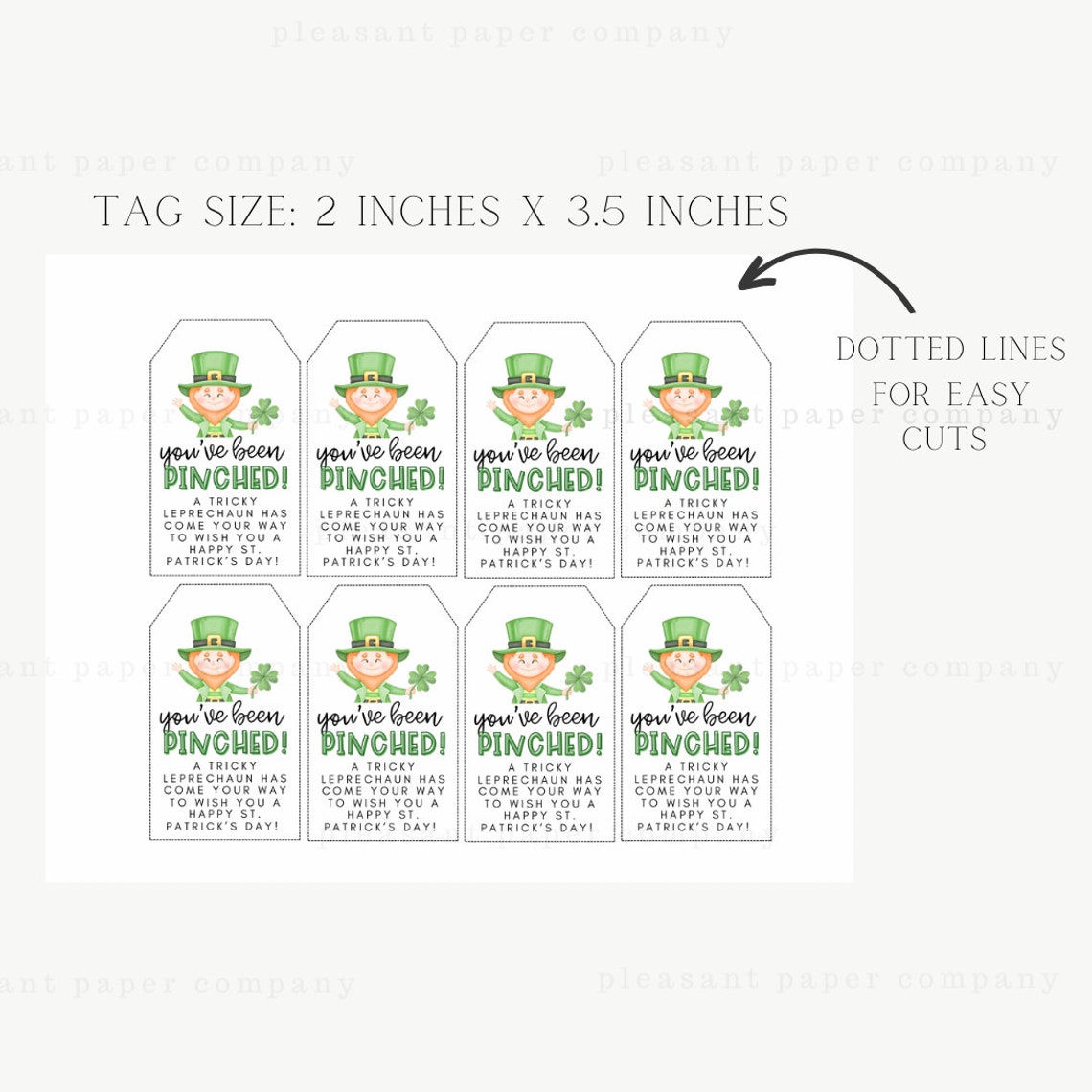 Printable St Patrick’s Day Gift Tag, You’ve Been Pinched Printable Tag ...