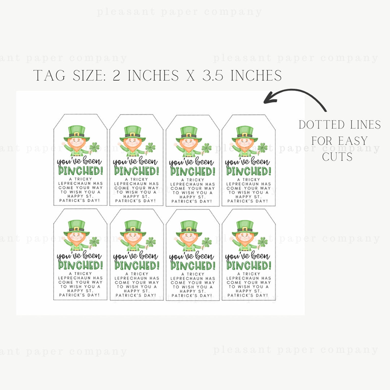 Printable St Patrick’s Day Gift Tag, You’ve Been Pinched Printable Tag ...