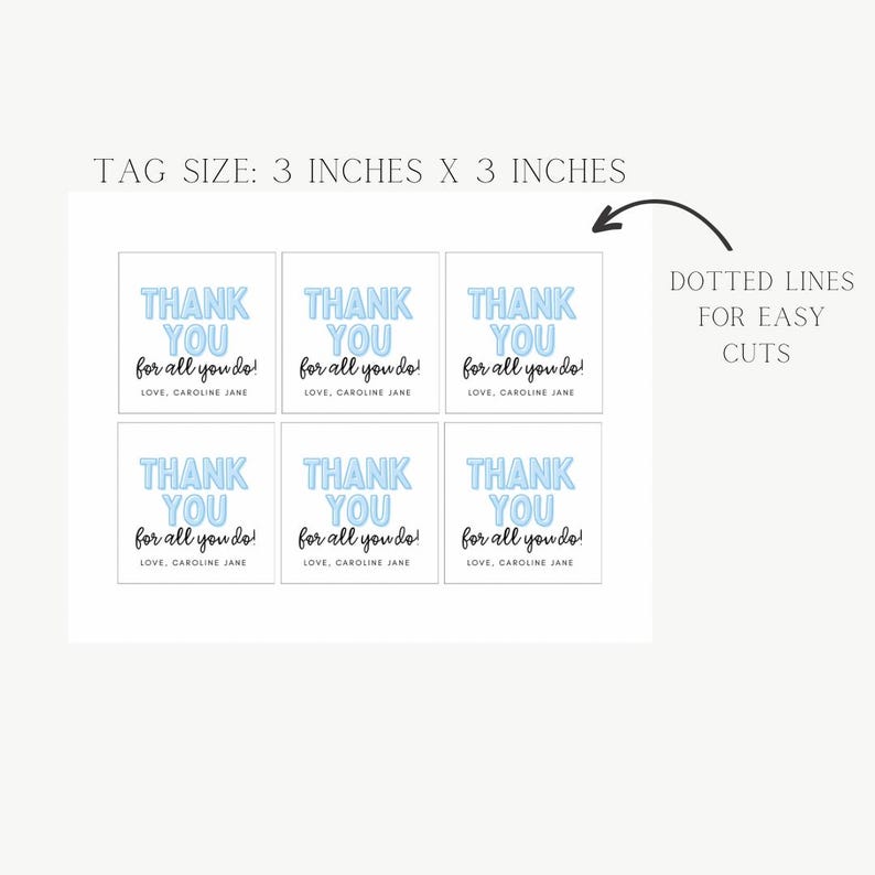 Editable Teacher Thank You Gift Tag Template: Printable Appreciation ...