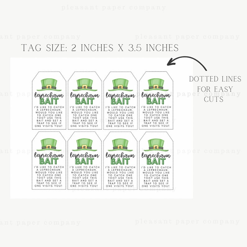 Printable Leprechaun Bait Gift Tag, St Patrick’s Day Treat Tags, St ...