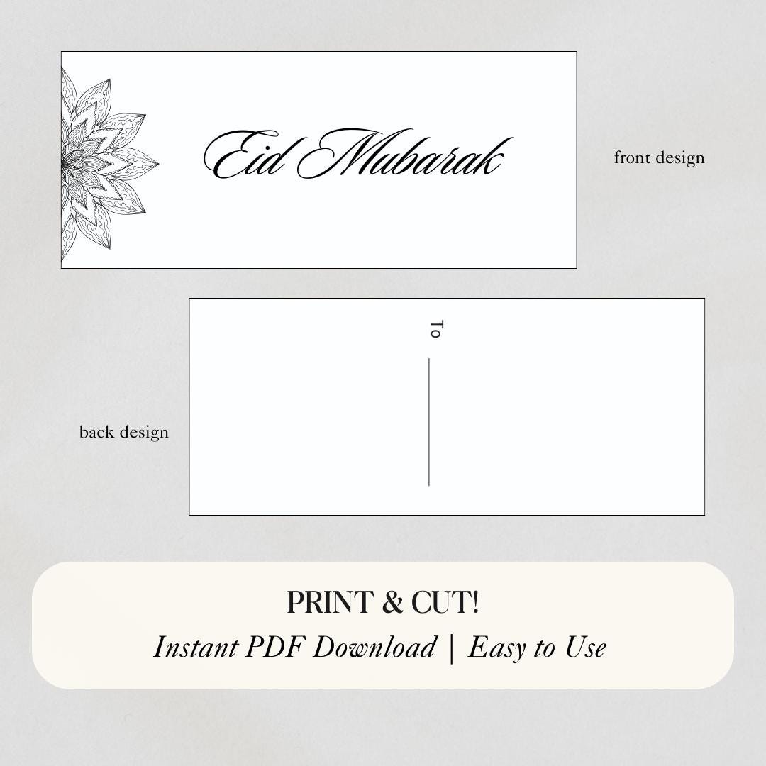 Printable - Eid Money Envelope, Eidi Envelope, Instant Download, Ink ...