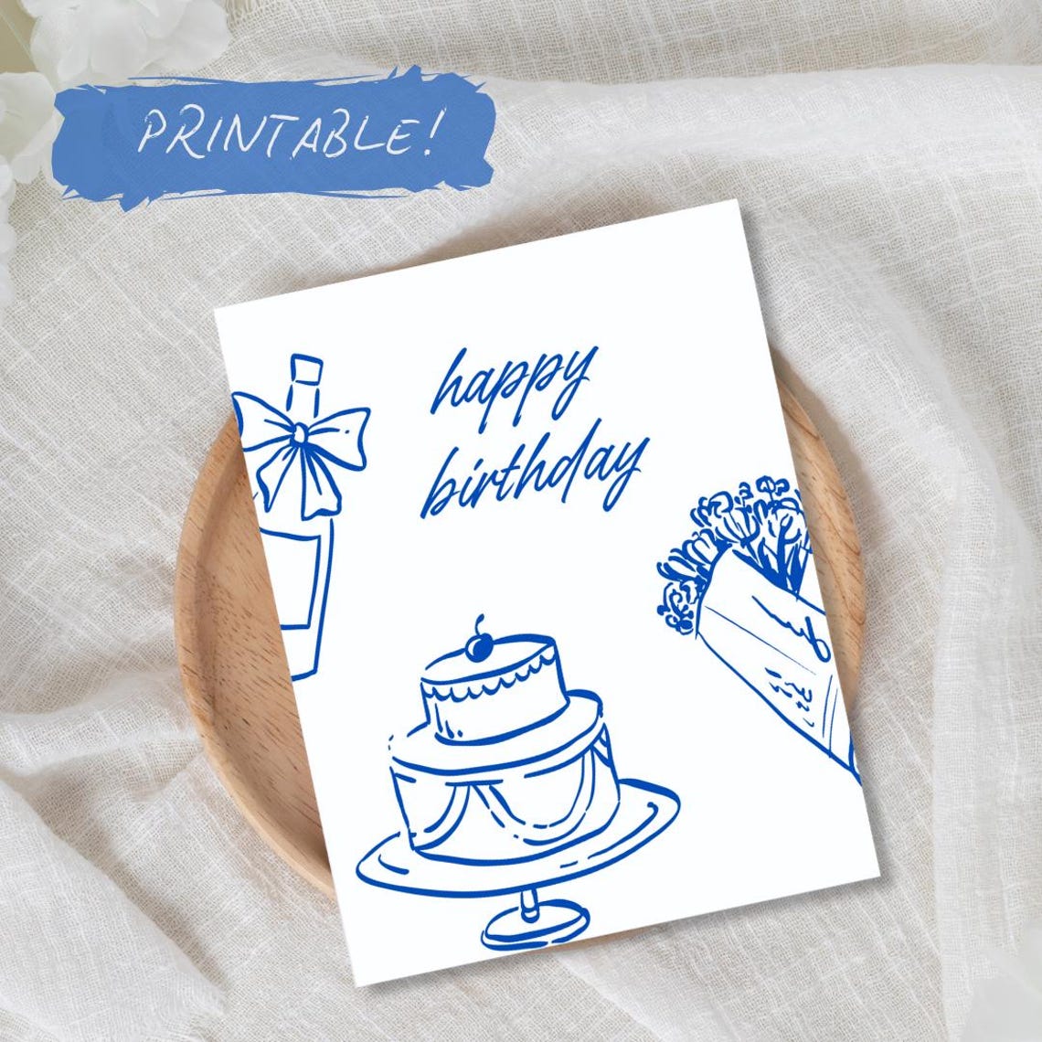 Printable Card - Happy Birthday, A2 Size, Easy to Print + Cut, Ink ...