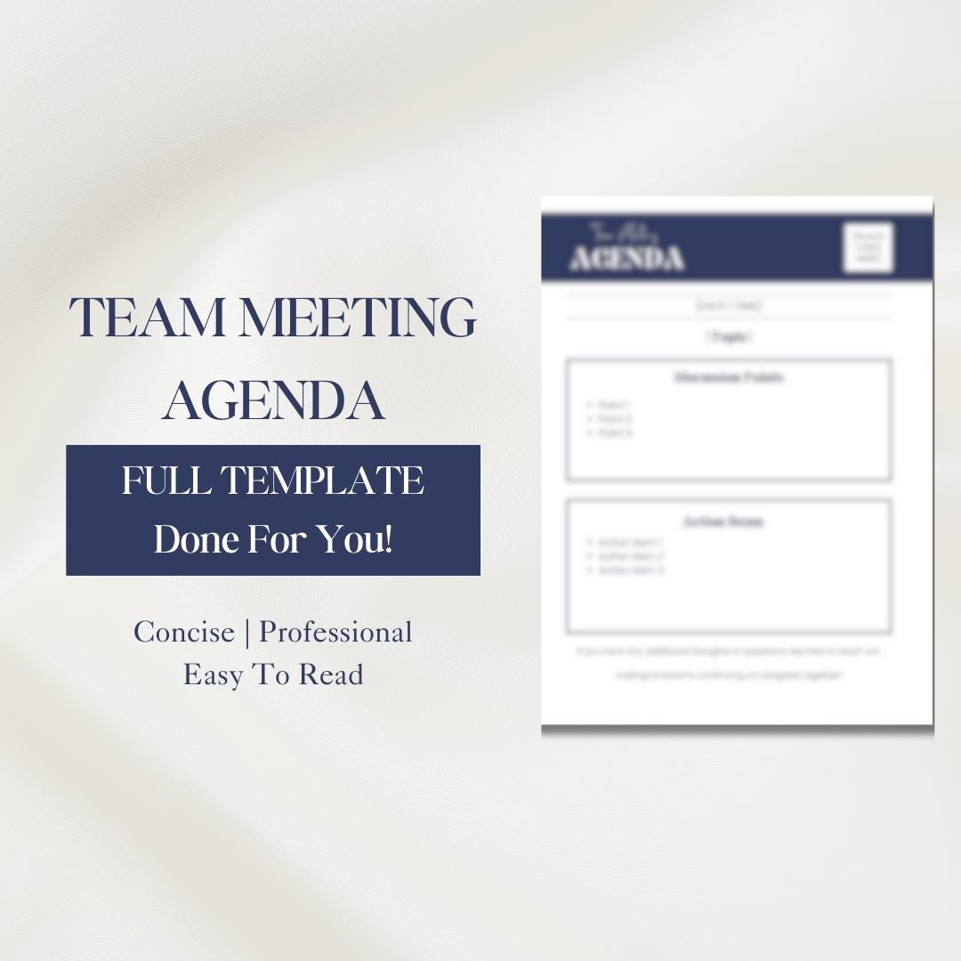 Editable Team Meeting Agenda Template – Professional, Printable, Canva ...