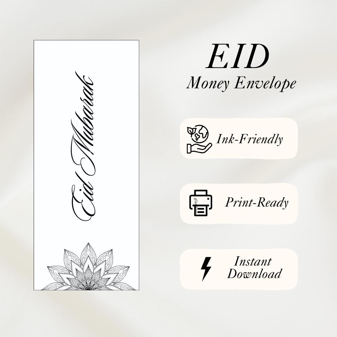 Printable - Eid Money Envelope, Eidi Envelope, Instant Download, Ink ...