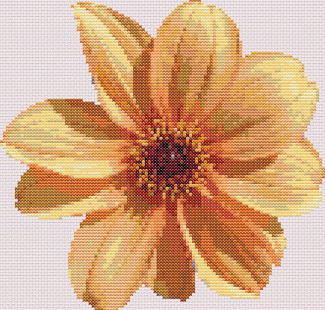 Orange Flower Cross Stitch Pattern - Etsy
