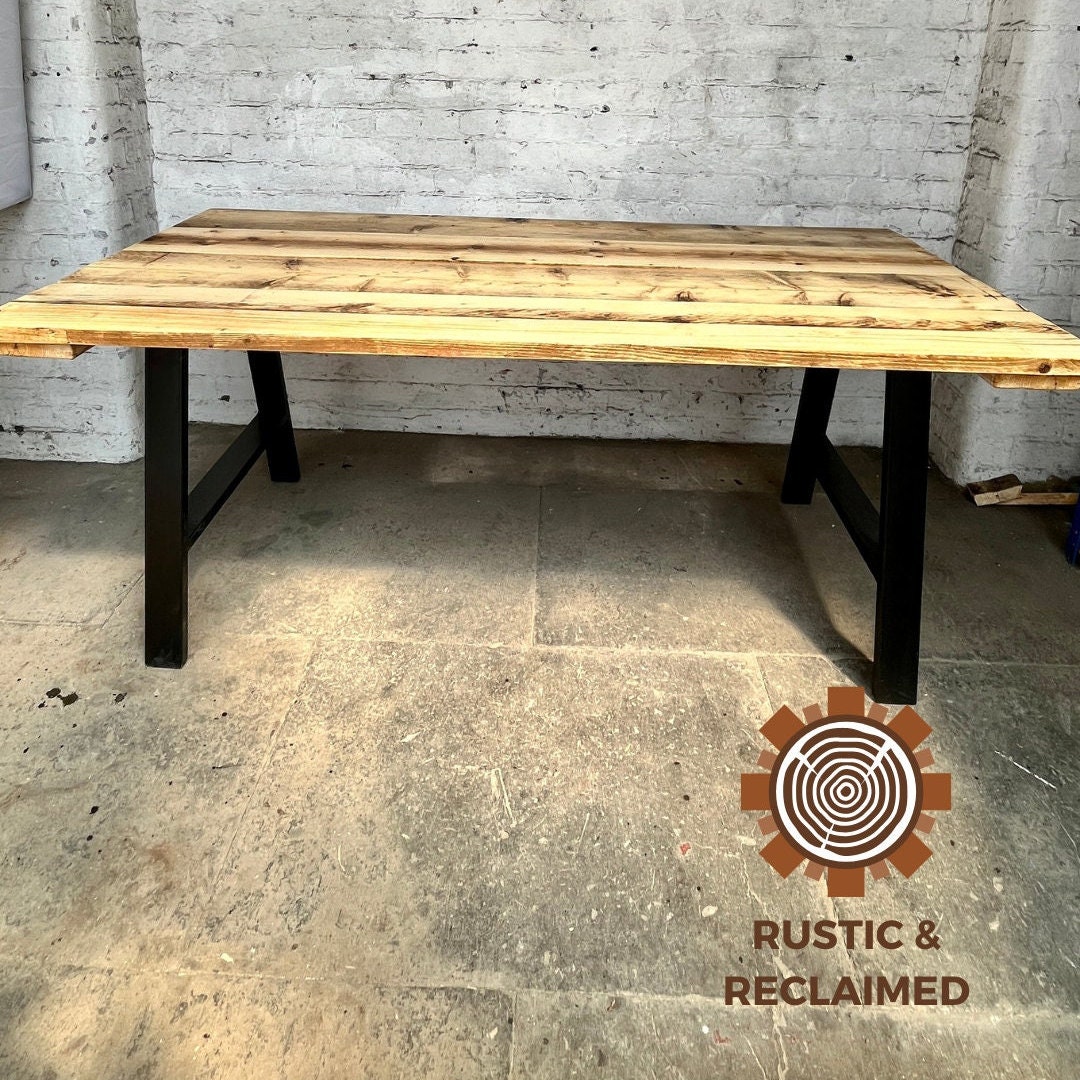 Rustic & Reclaimed 6ft Scaffold Board Dining Table - Etsy UK