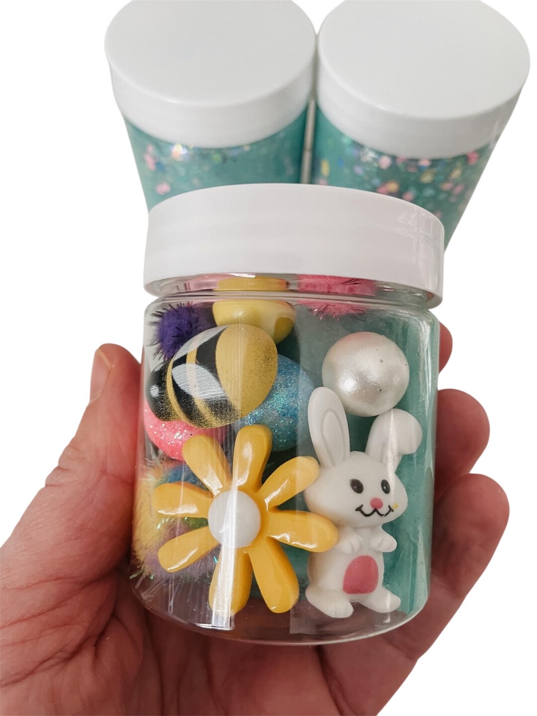 Bunny Playdough Jar, Easter Party Favor, Easter Basket Playdough ...