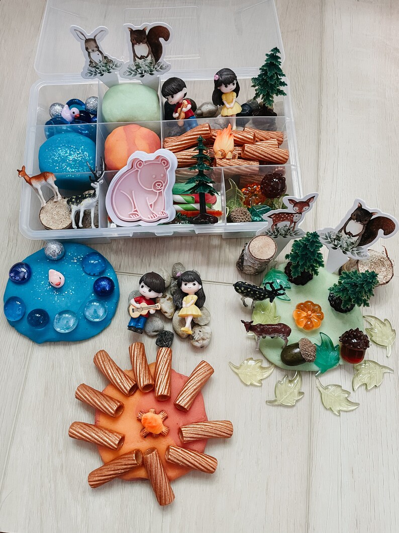 Camping Playdough Kit, Play Dough Camping Box, Kids Camping Activity ...