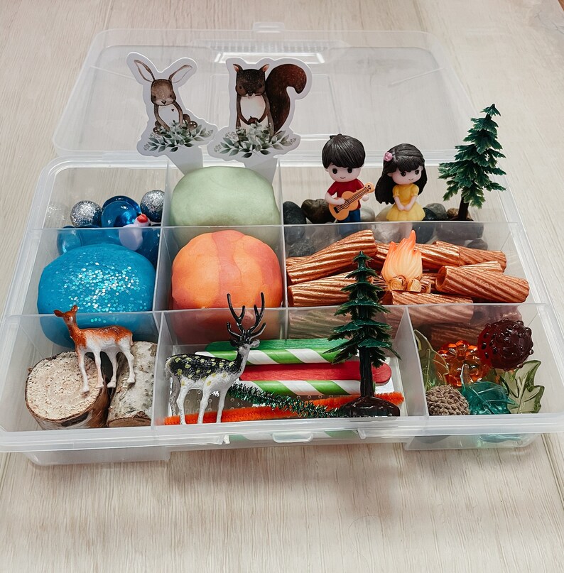 Camping Playdough Kit, Play Dough Camping Box, Kids Camping Activity ...