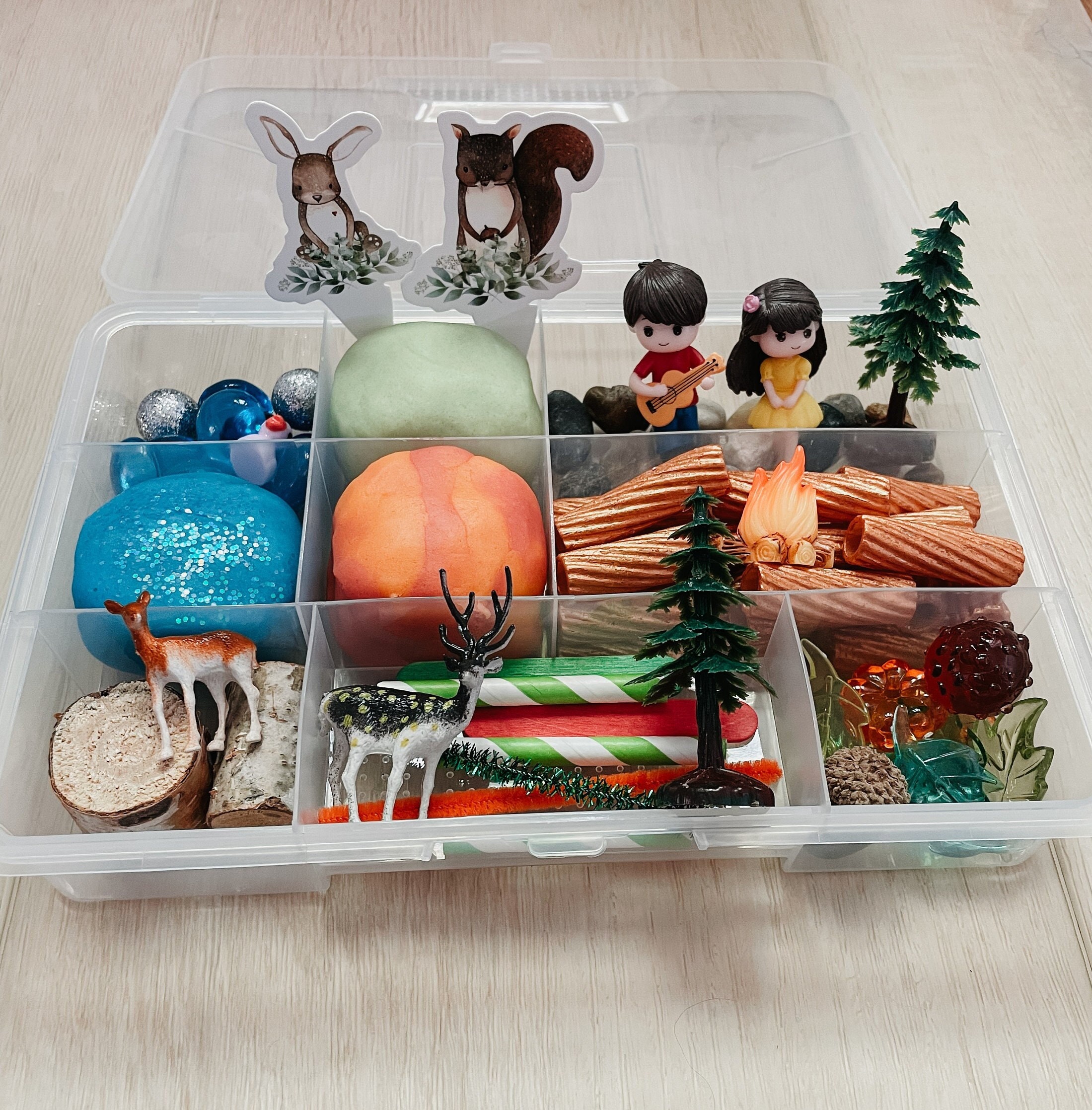 Camping Playdough Kit, Play Dough Camping Box, Kids Camping Activity ...