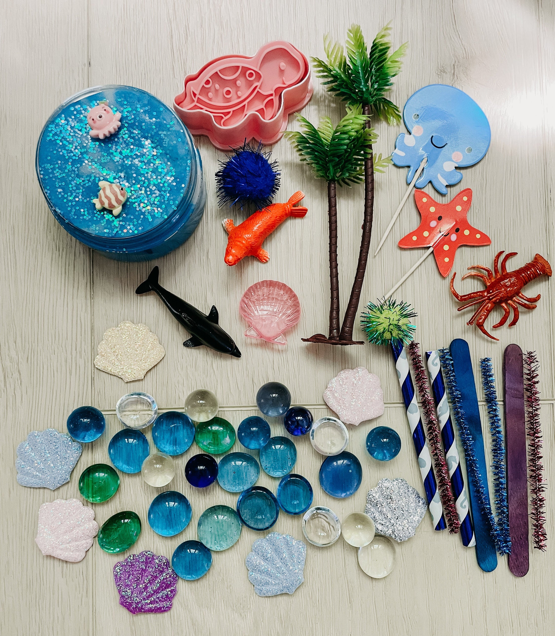 Ocean Life Playdough Kit, Ocean Theme Playdough Box, Ocean Animals Play ...