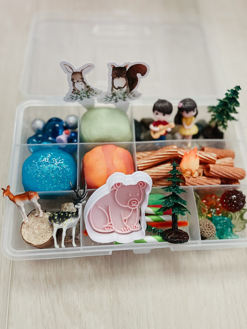 Camping Playdough Kit, Play Dough Camping Box, Kids Camping Activity ...