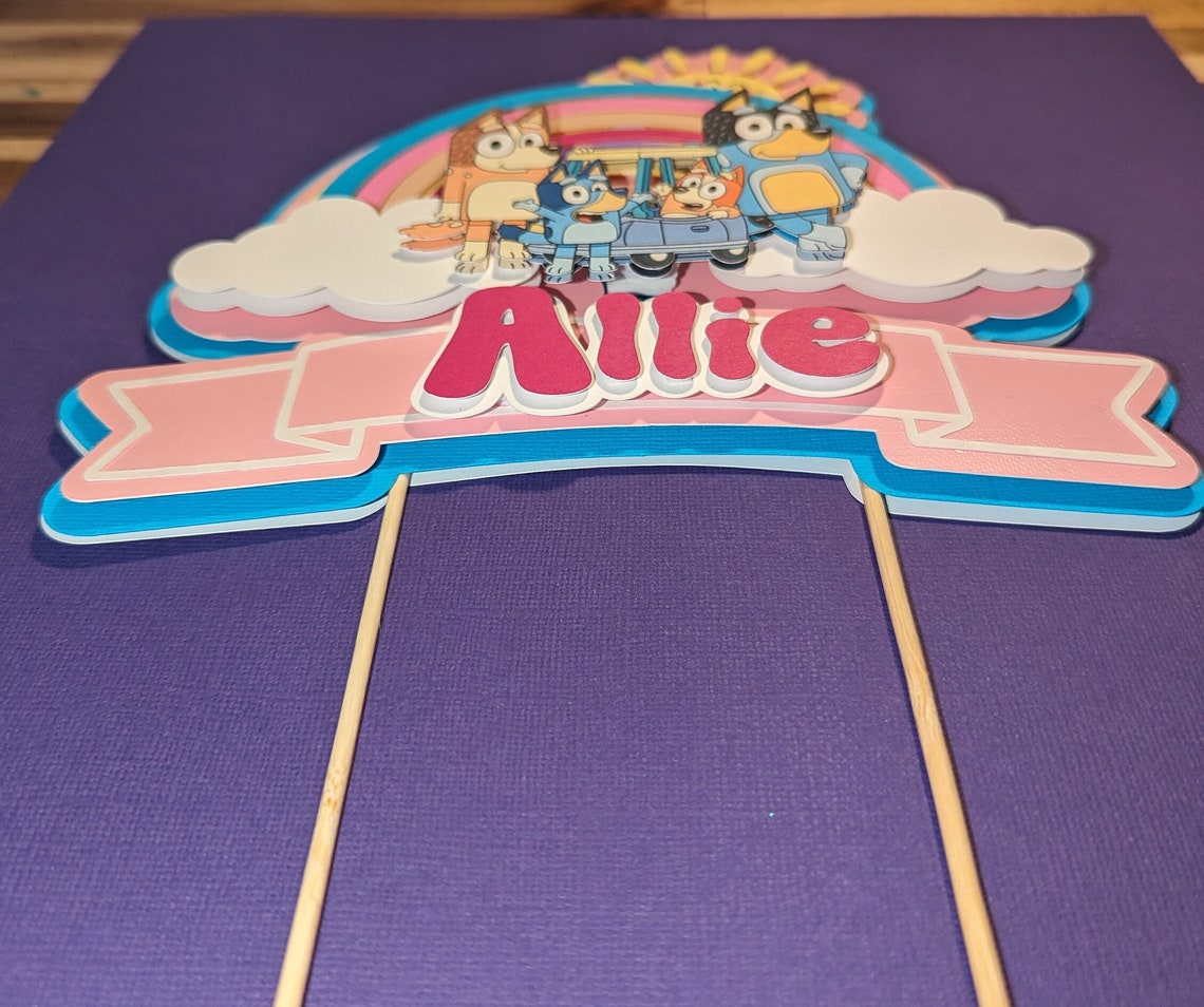 Blue Dog Cake Topper Birthday Cake Topper Rainbow Cake Topper 3D Cake ...