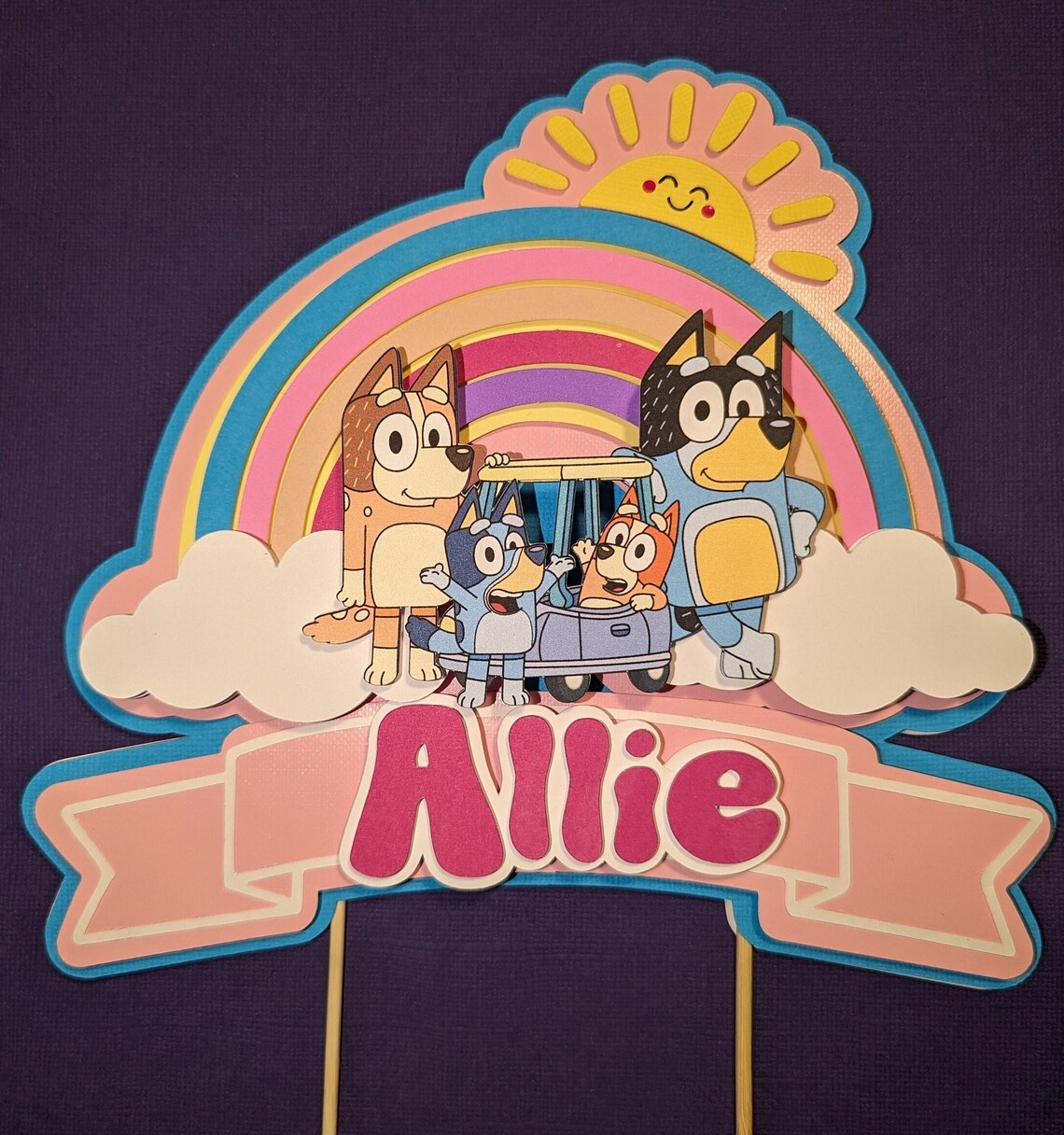 Blue Dog Cake Topper Birthday Cake Topper Rainbow Cake Topper 3D Cake ...