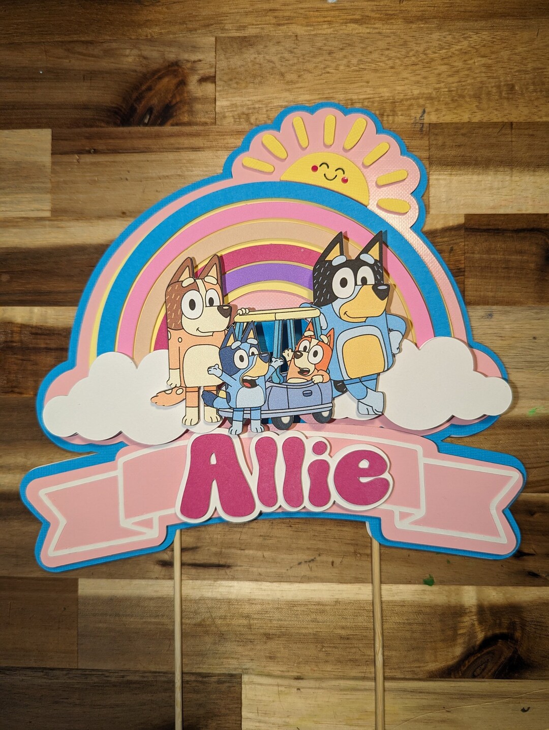 Blue Dog Cake Topper Birthday Cake Topper Rainbow Cake Topper 3D Cake ...