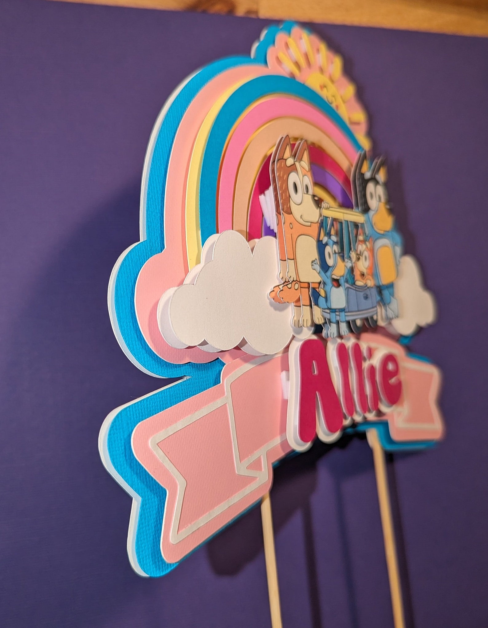 Blue Dog Cake Topper Birthday Cake Topper Rainbow Cake Topper 3D Cake ...