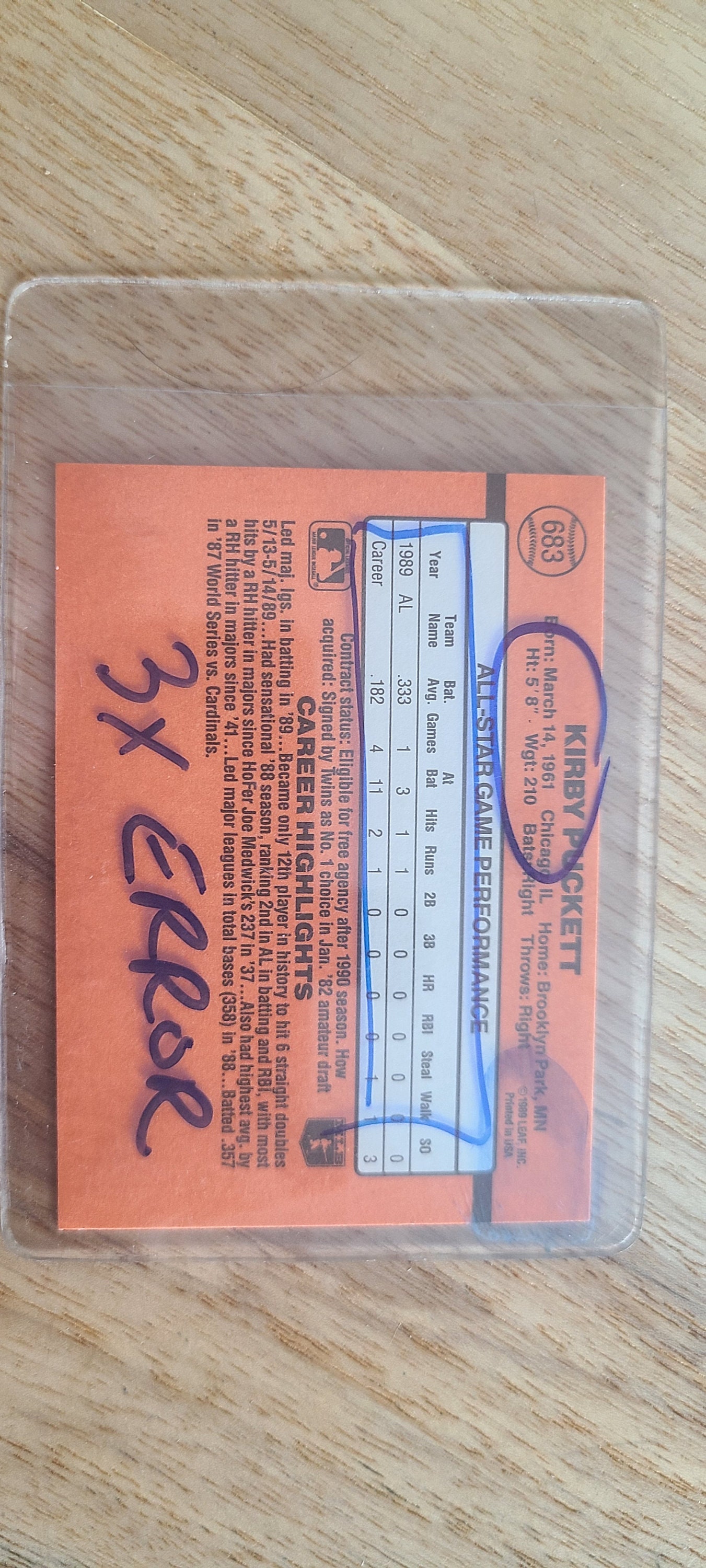 1990 Kirby Puckett *multiple Errors* - Etsy