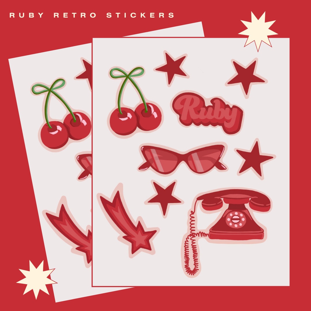 Ruby Retro Sticker Pack - Etsy