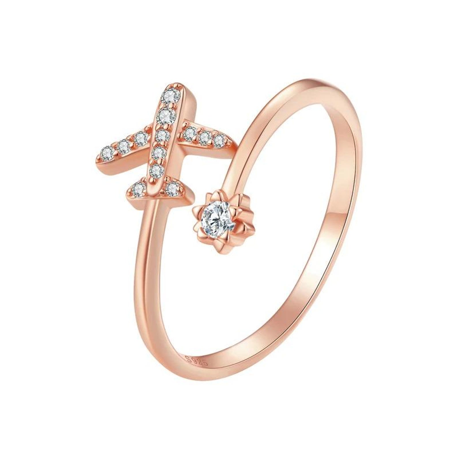 Sterling Silver Airplane Ring | 18K Gold Vintage Travel Jewelry ...