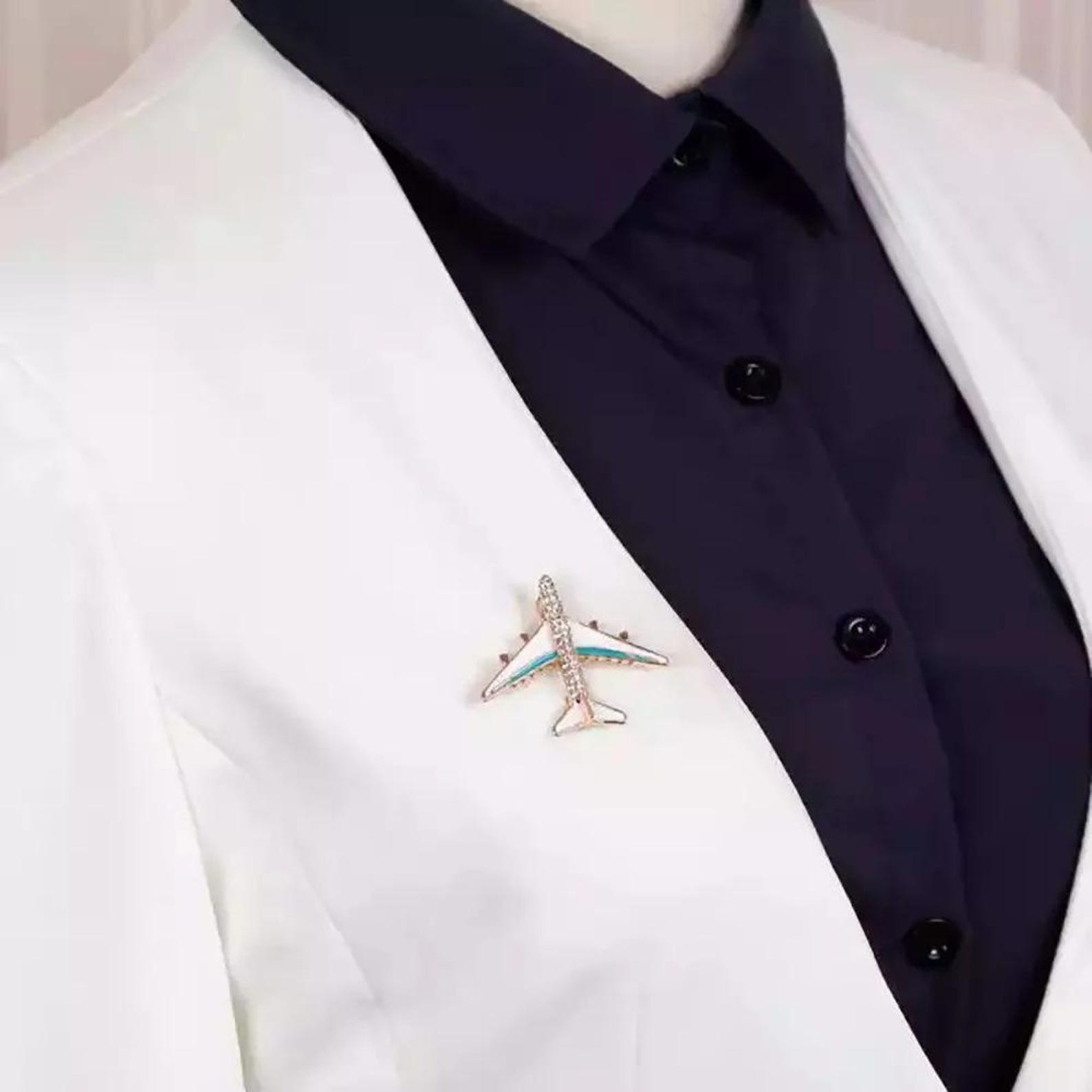 Rhinestone Airplane Brooch Pin | Vintage Sparkling Aircraft Lapel Pin ...