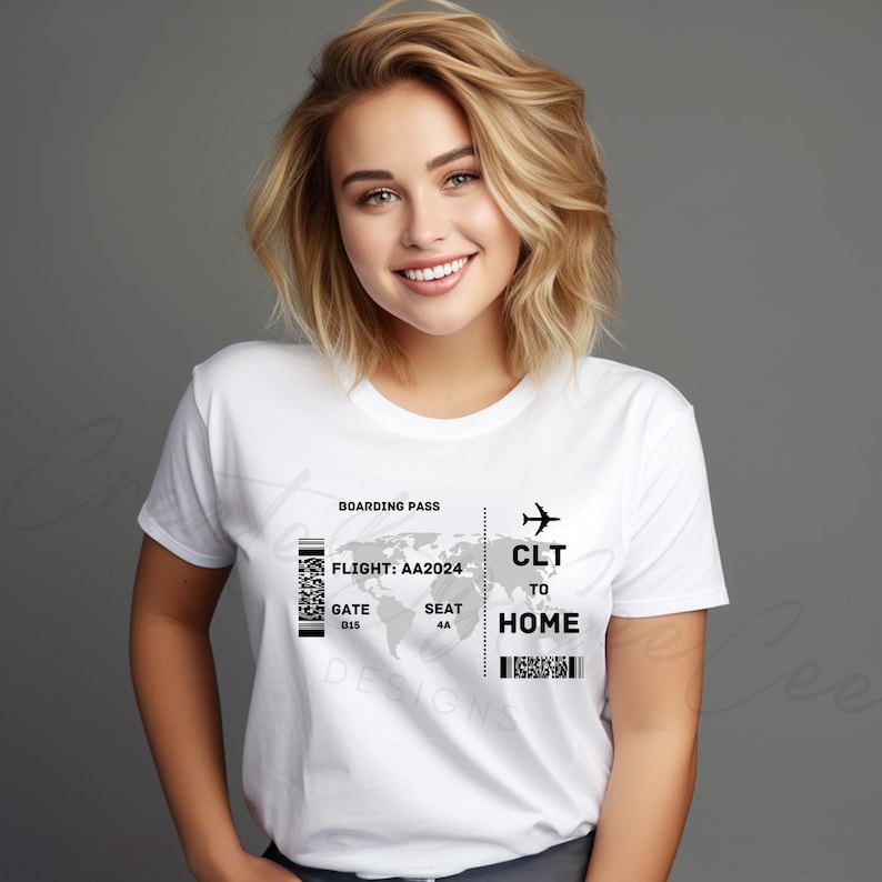 Travel Customizable Boarding Pass Crewneck T-shirt | Flight Attendant ...