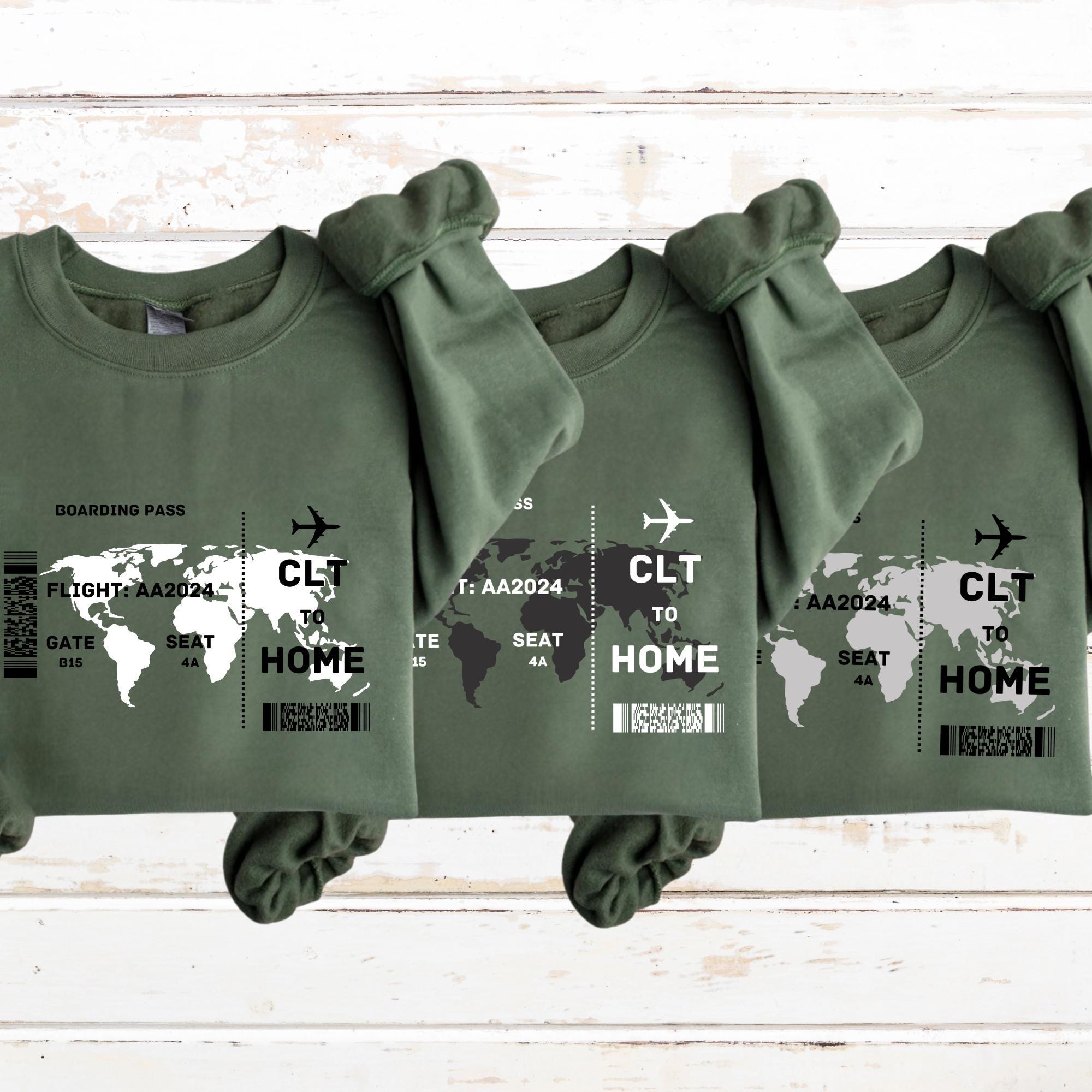 Personalize Travel Boarding Pass Crewneck Sweatshirt | Flight Attendant ...
