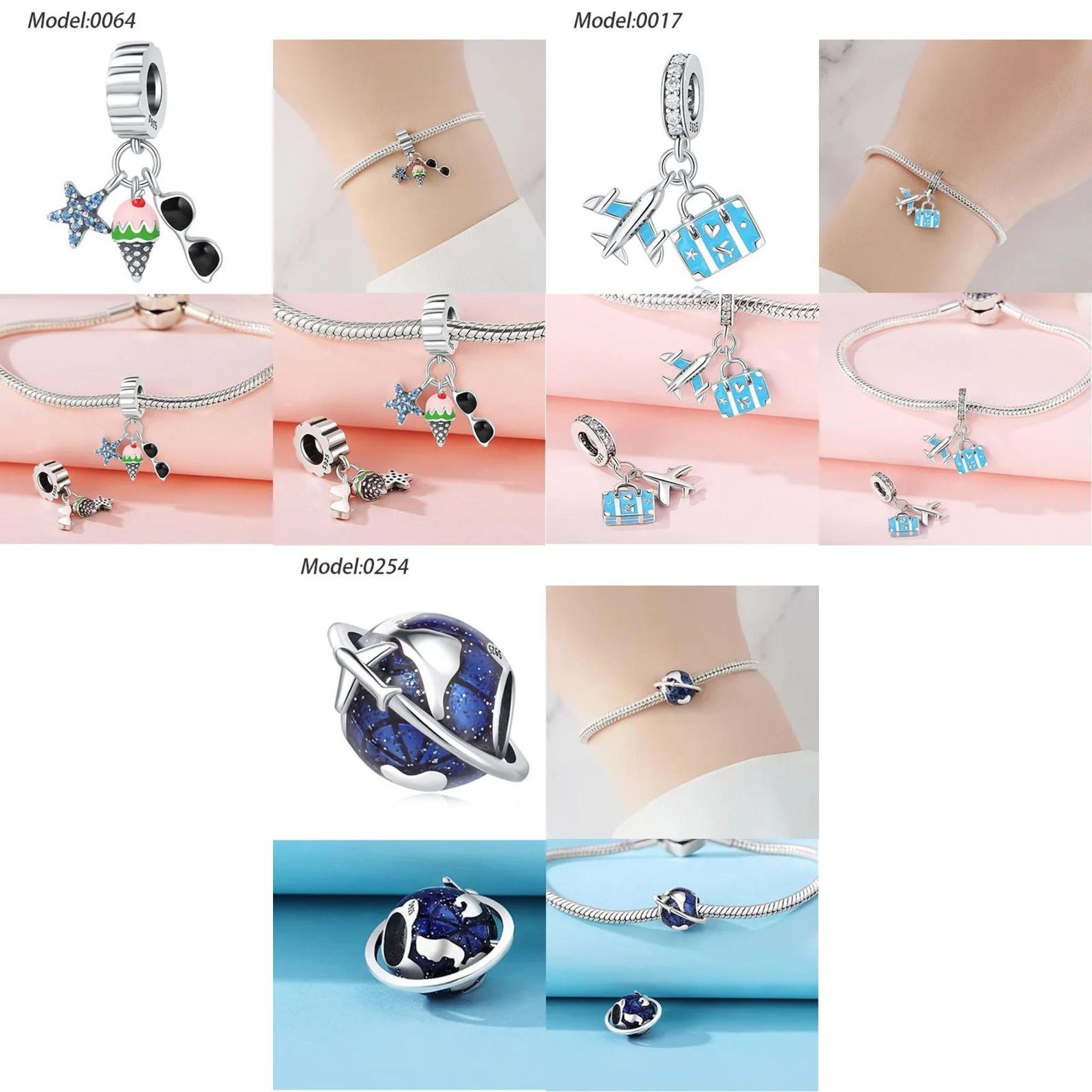 Fashion S925 Sterling Silver Global Travel Series Charm Bead - DIY ...