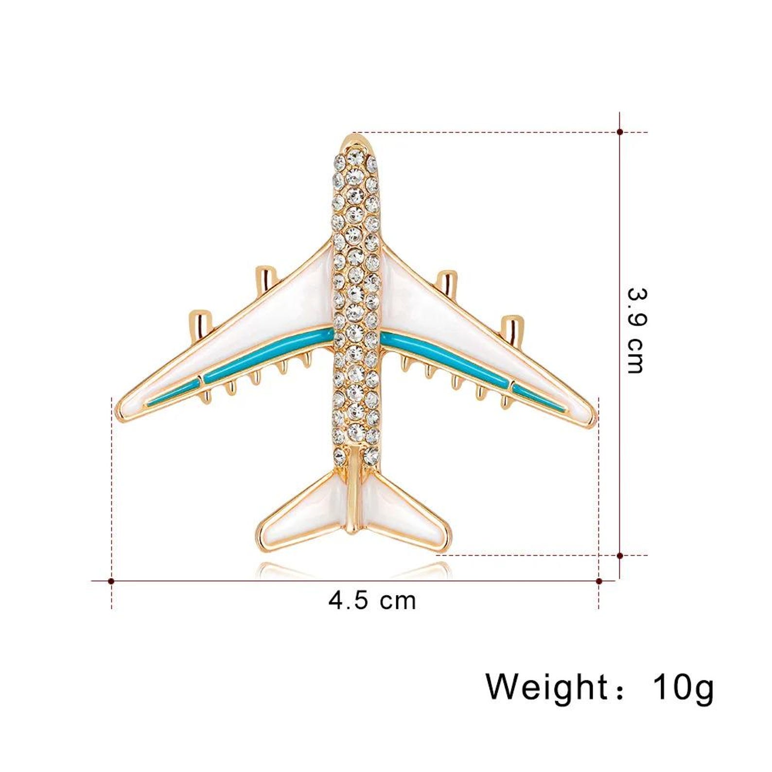 Vintage Sparkling Rhinestone Airplane Brooch Pin - Metal Aircraft Lapel ...