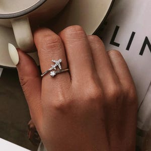 925 Sterling Silver 18K Gold Airplane Ring – Vintage Resizable Elegant ...