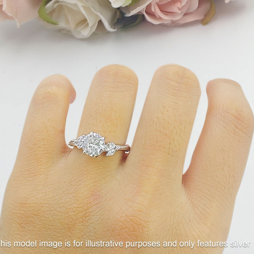 Solitaire Round & Marquise 3.61CT Bridal Band Women Ring Cubic Zirconia Wedding Engagement Round ...