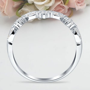 Contour Chevron V Shape Bridal Band Women Ring Cubic Zirconia Wedding ...